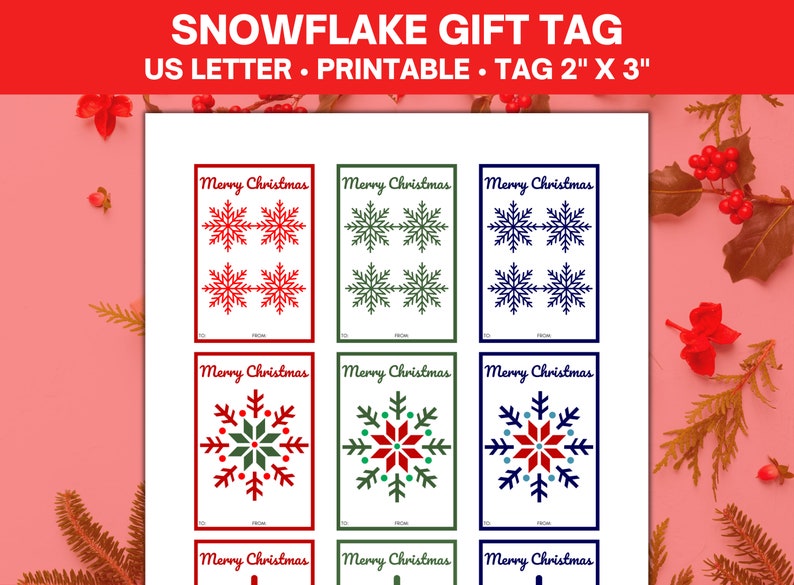 Christmas Snowflake Gift Tags Printable, Christmas Gift Tags, Gift Tag ...