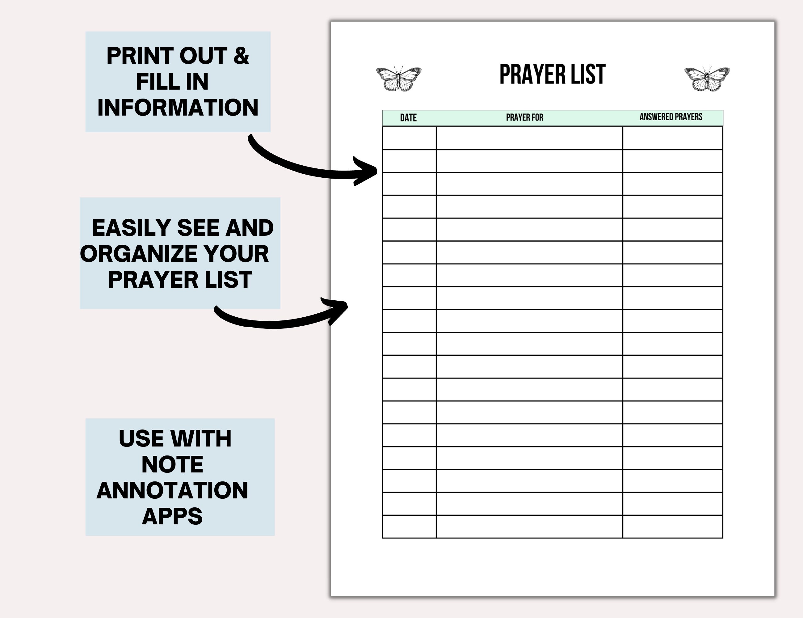 Prayer List Printable Prayer Log and Binder, Prayer Planner - Etsy