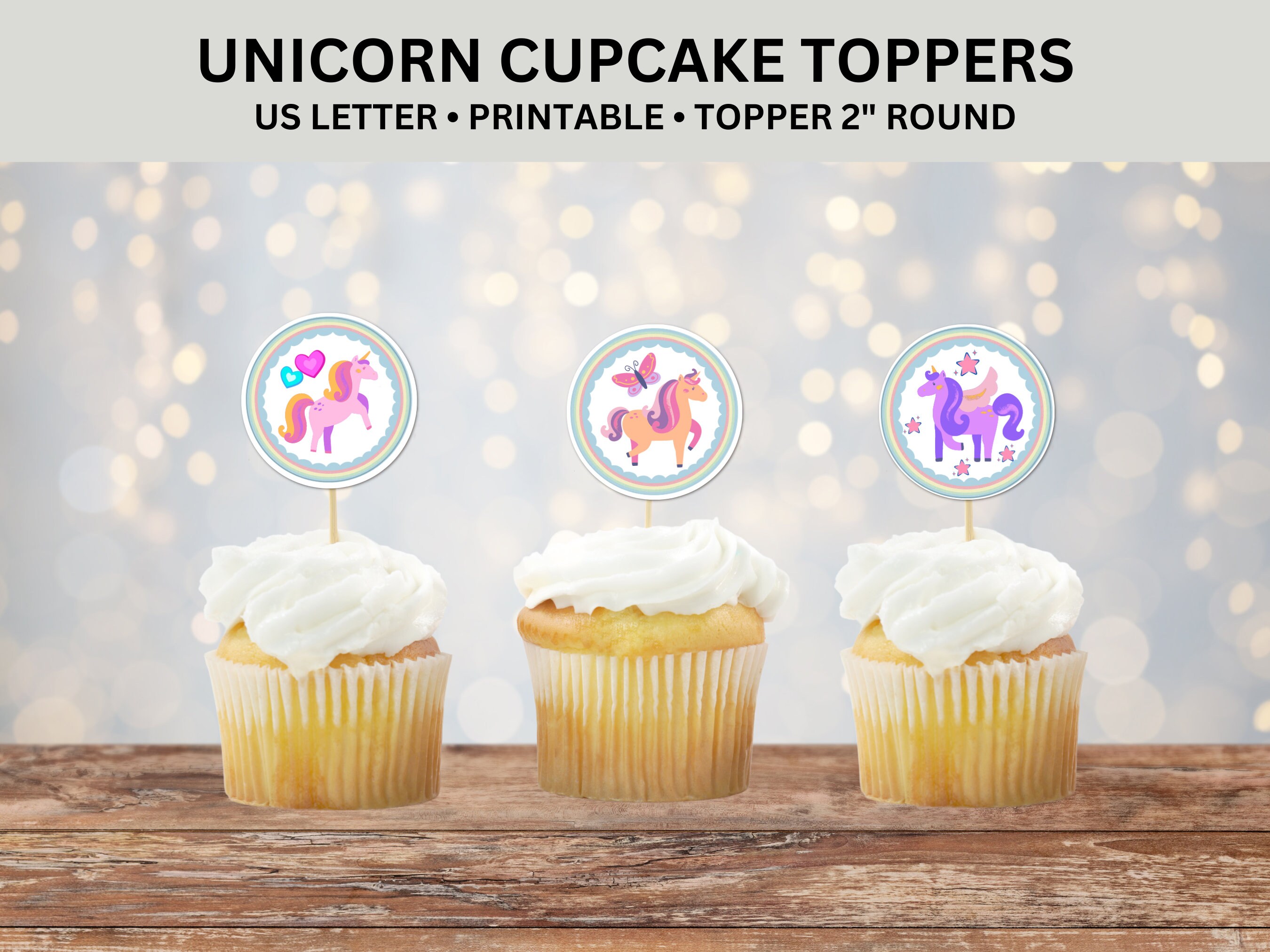 Unicorn Cupcake Toppers Printable Etsy