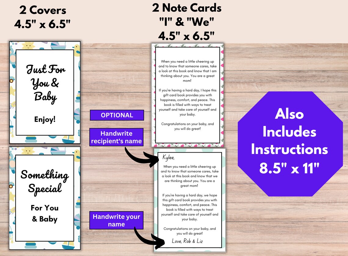 Pregnancy Care Package Gift Card Book Printable, Baby and New Mom ...