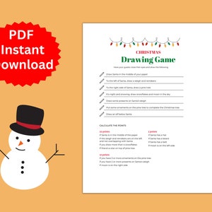 Christmas Drawing Game, Christmas Party Game, Printable Christmas Games ...