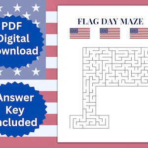 Flag Day Maze Printable, Flag Day Printable, Flag Day Activities and ...