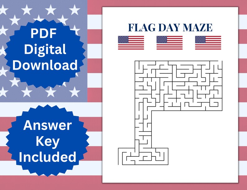 Flag Day Maze Printable, Flag Day Printable, Flag Day Activities and ...