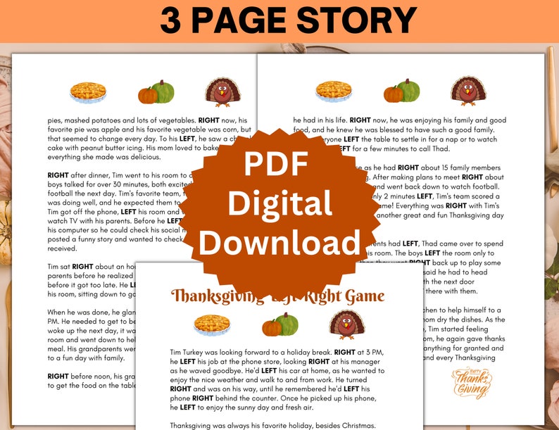 Thanksgiving Left Right Game, Pass the Gift Game, Pass the Prize Game ...