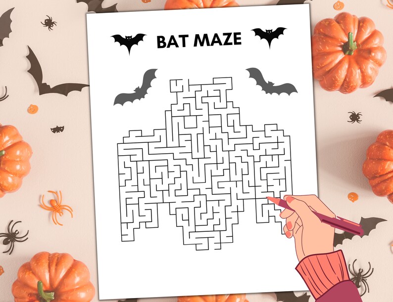 Bat Maze Printable Halloween Games and Activities, Fall Party Game - Etsy