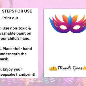 Mardi Gras Handprint Art, Mardi Gras Printable, Handprint Craft ...
