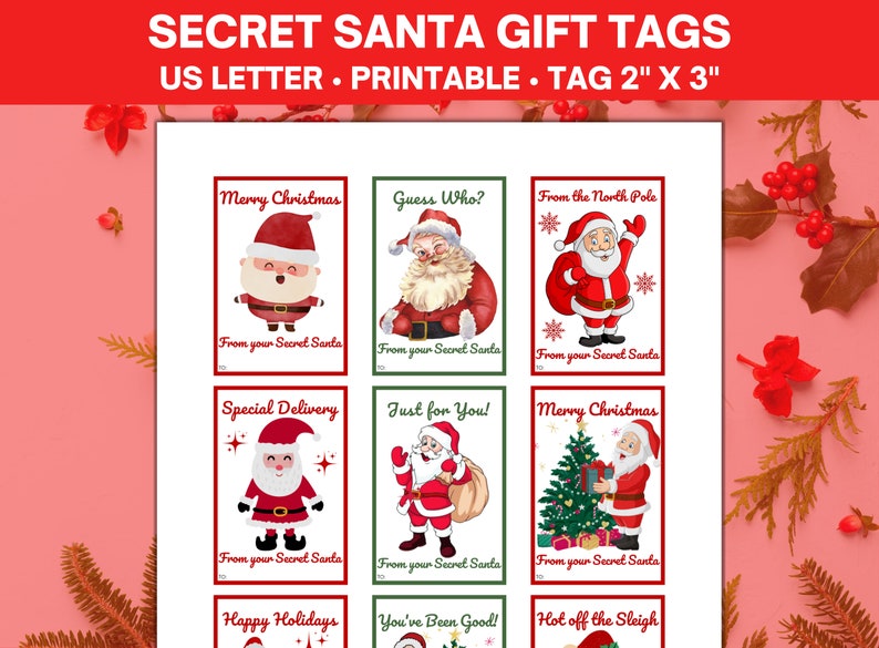 Secret Santa Gift Tags Printable, From Santa Gift Tags, Santa Gift Tag ...