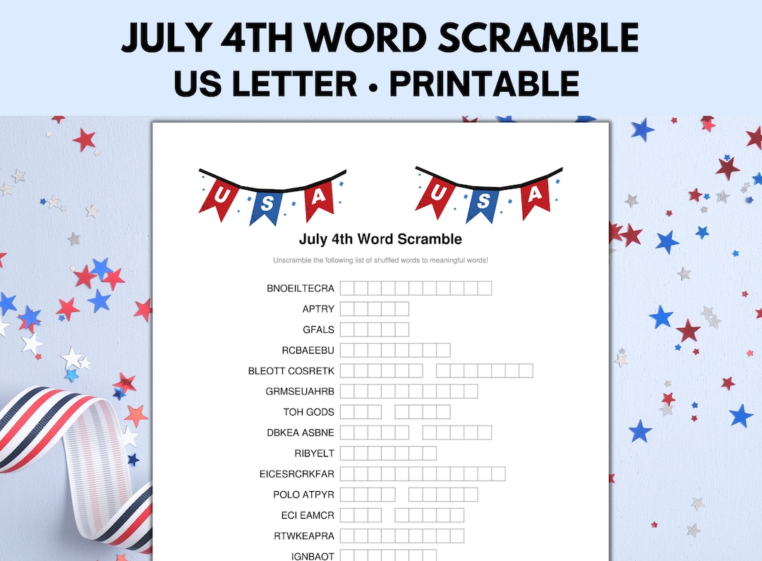 4th of July Word Scramble Game, 4th of July Games, Fourth of July Games ...