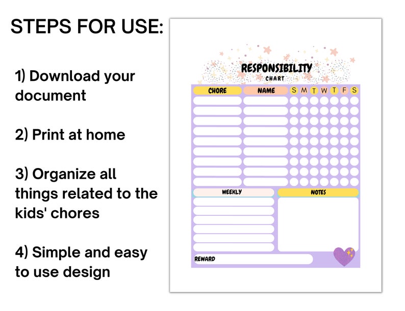Responsibility Chart Printable Bundle for Daily and Weekly Chores for ...