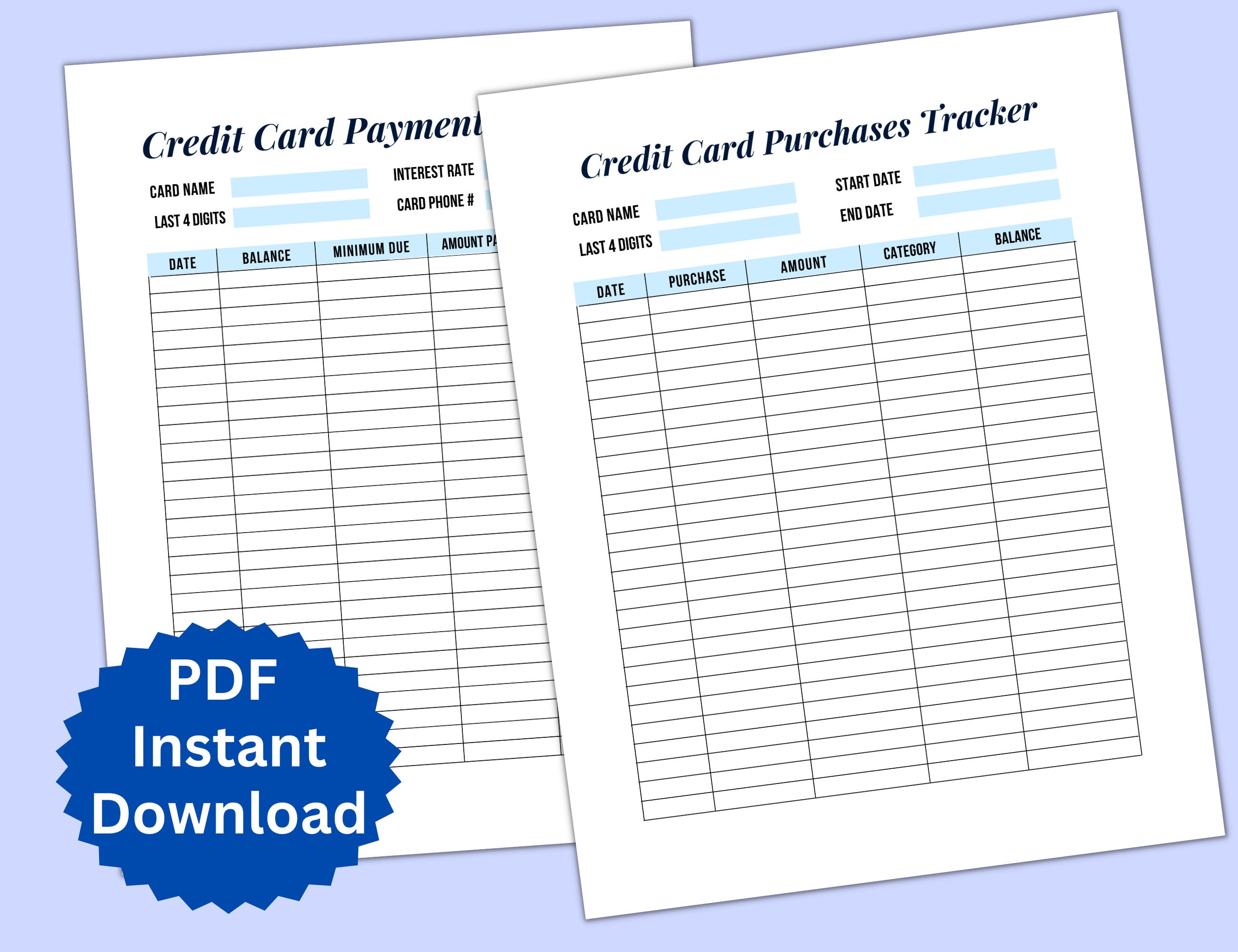 Credit Card Payment Tracker, Debt Payoff Tracker, Debt Payment Tracker ...