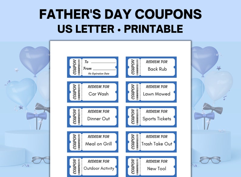 Father's Day Coupons, Father's Day Printable Craft and Gifts From Kids ...