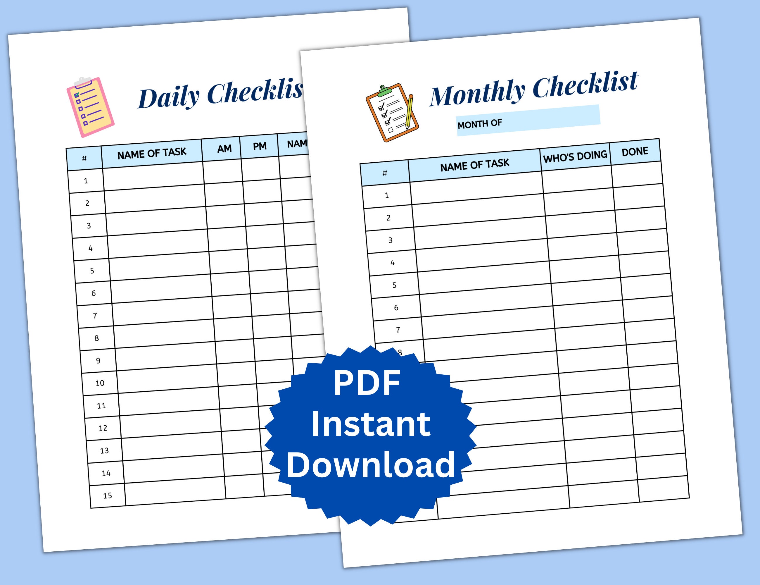 Blank Checklist, Daily and Weekly Checklist - Etsy