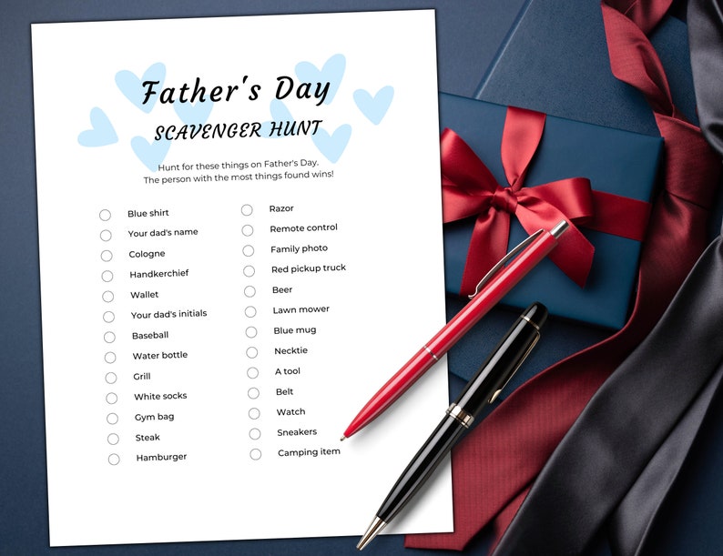 Father's Day Scavenger Hunt Printable, Scavenger Hunt for Kids and ...