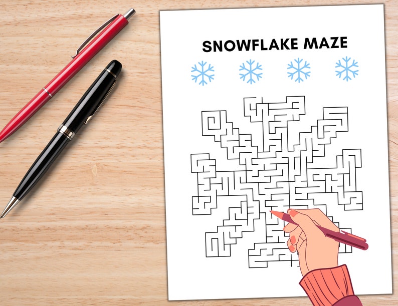 Snowflake Maze Printable Fun Christmas Games, Xmas Games - Etsy