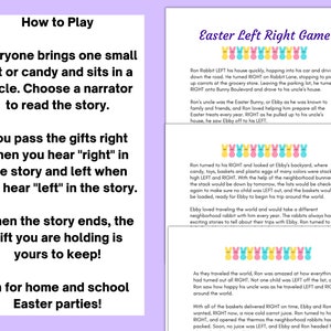 Easter Left Right Game, Pass the Gift Game, Pass the Prize Game, Right ...