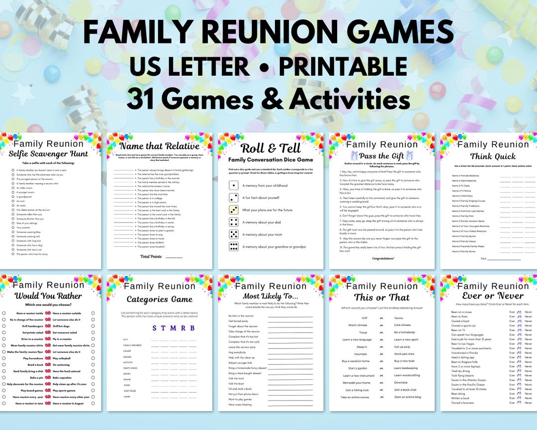 Family Reunion Games Printable, Family Reunion Ideas, Reunion ...