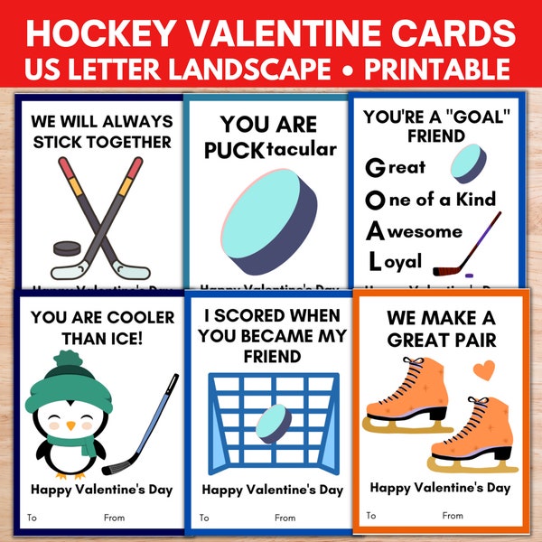 Hockey Valentine Cards for Kids - Etsy