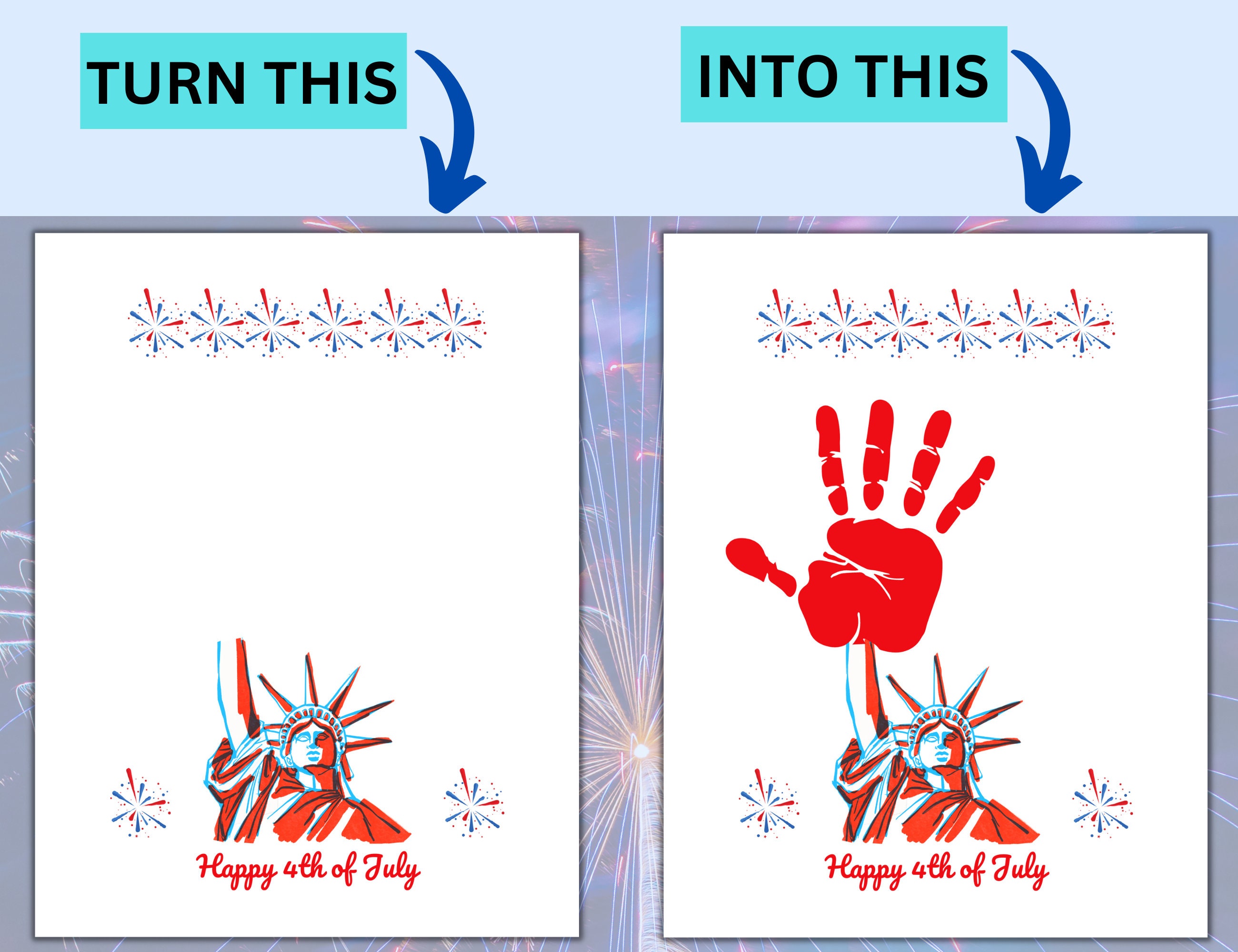 4th of July Handprint Art, Handprint Keepsake, 4th of July Activities ...