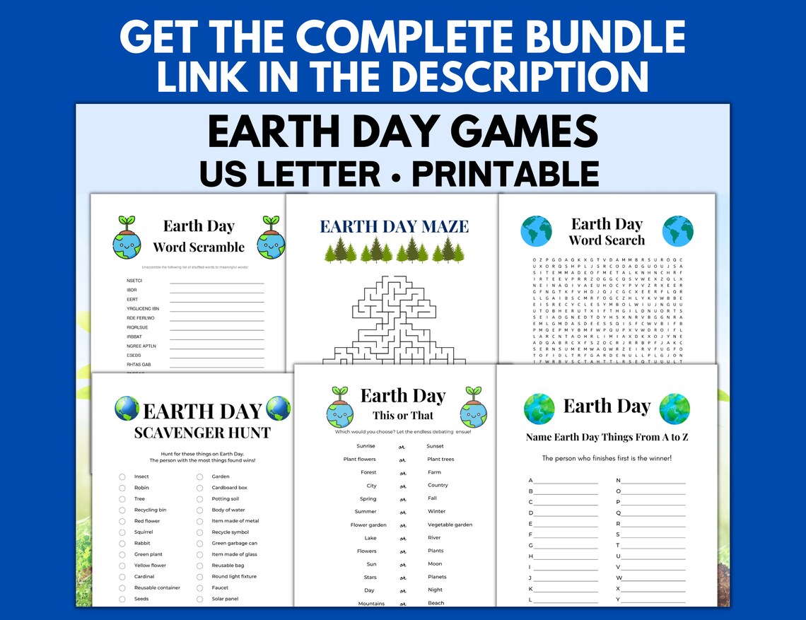 Earth Day A to Z Game Printable, Earth Day Activities, Earth Day Games ...