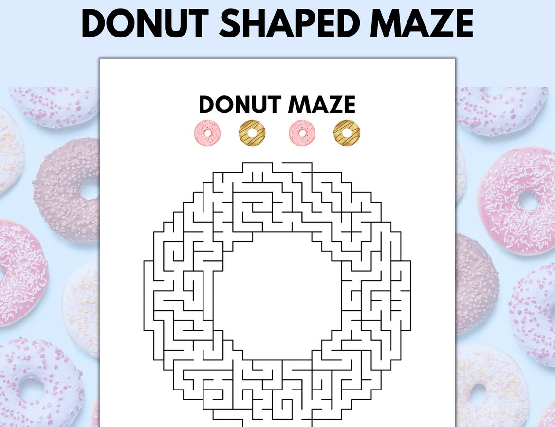 Donut Maze, Doughnut Maze Printables, Donut Birthday Party Game, Donut ...