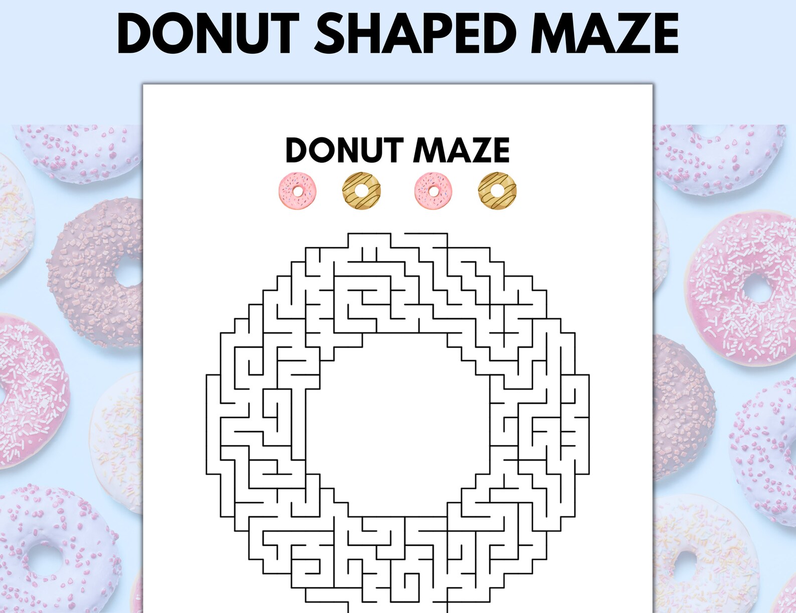 Donut Maze, Doughnut Maze Printables, Donut Birthday Party Game, Donut ...
