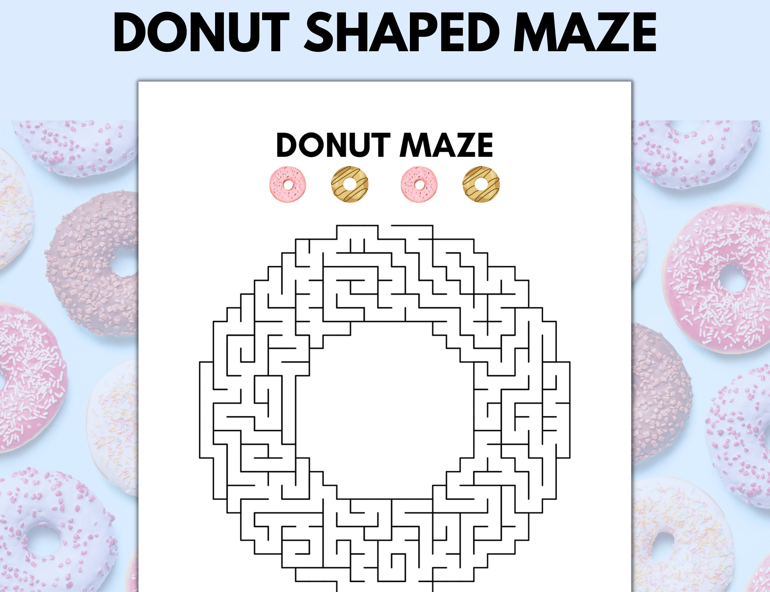 Donut Maze, Doughnut Maze Printables, Donut Birthday Party Game, Donut Games - Etsy