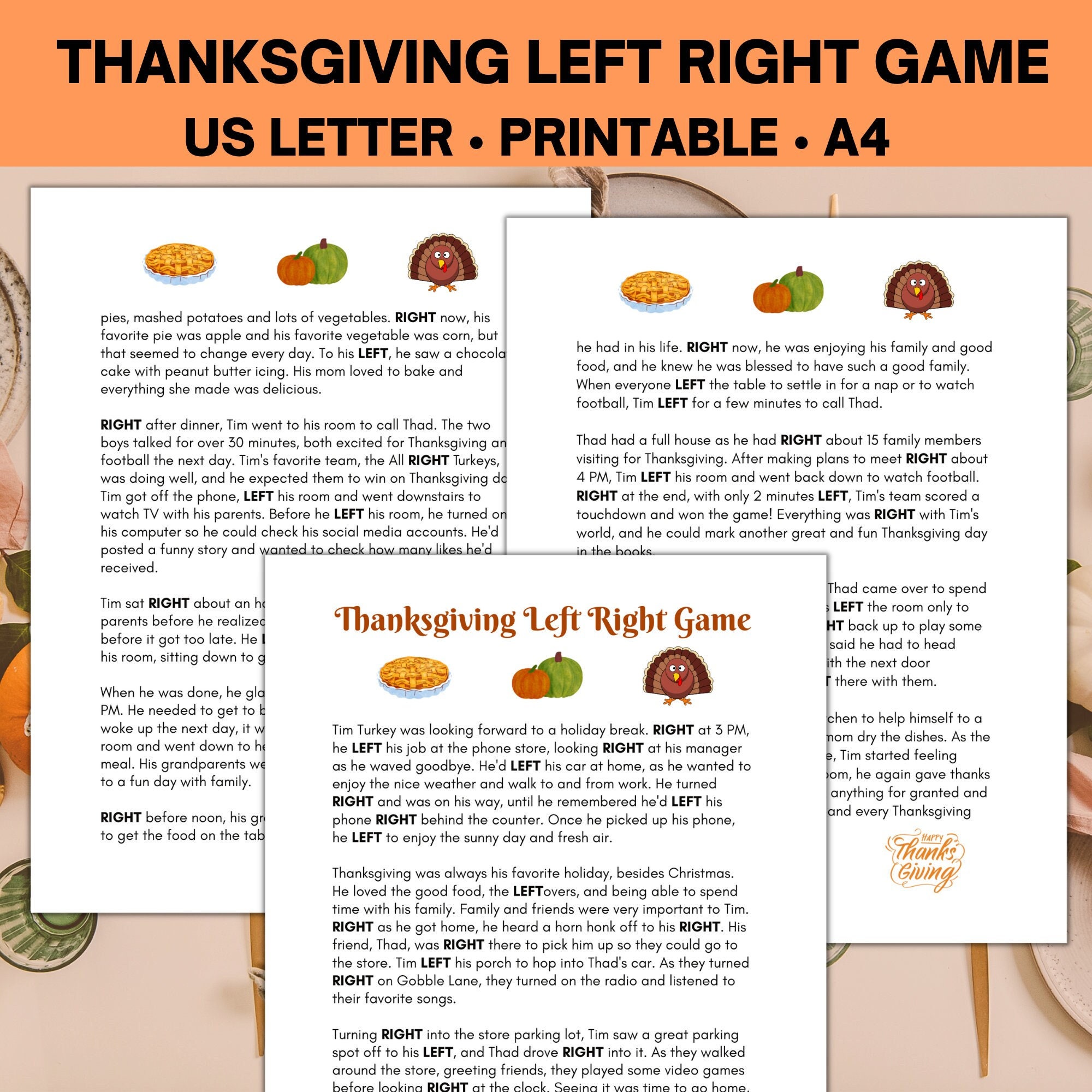 Thanksgiving Left Right Game, Pass the Gift Game, Pass the Prize Game ...