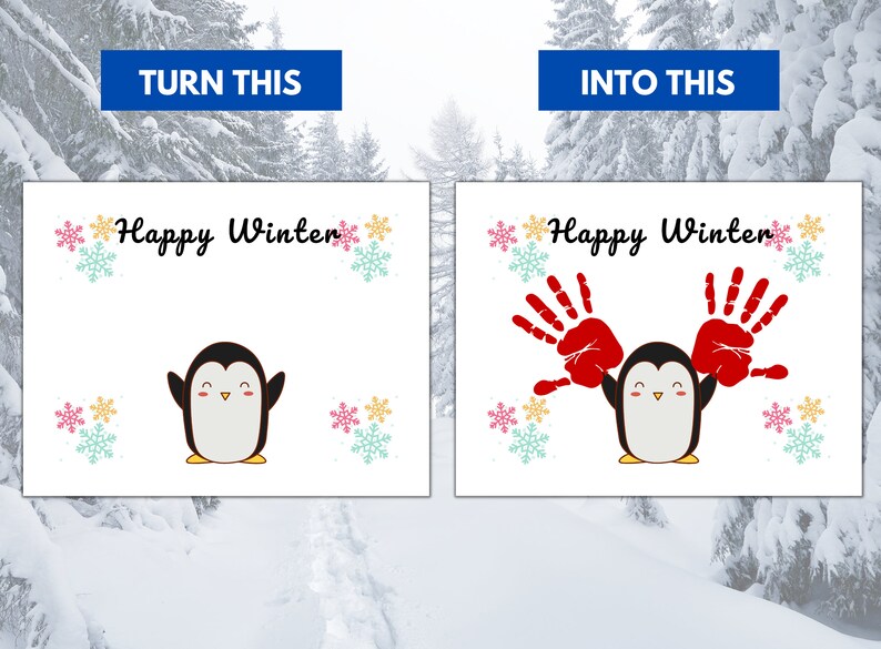Winter Handprint Art, Winter Preschool Craft, Penguin Handprint Craft ...