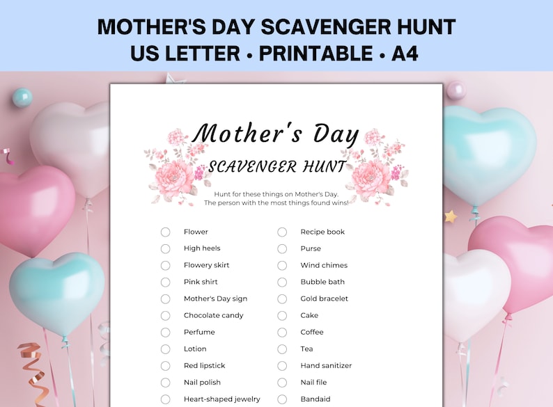 Mother's Day Scavenger Hunt Printable Scavenger Hunt - Etsy