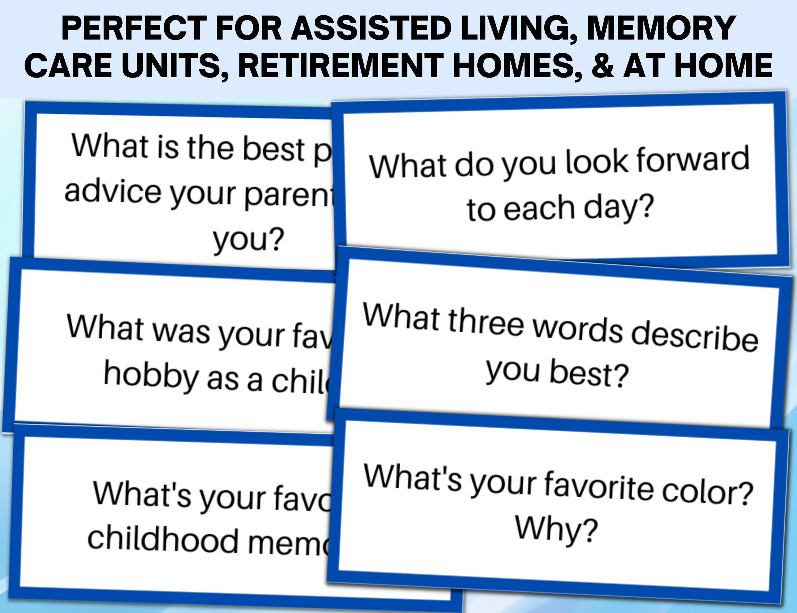 Dementia Conversation Starters, Conversation Cards, Ice Breaker Games ...