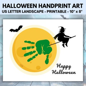 Halloween Handprint Art Craft, Fingerprint Art, Fall Halloween Activity ...