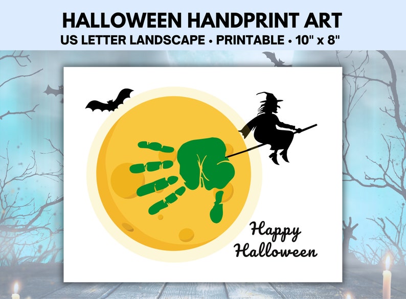 Halloween Handprint Art Craft, Fingerprint Art, Fall Halloween Activity ...