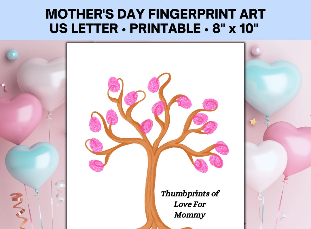 Mother's Day Fingerprint Art, DIY Fingerprint Art, Fingerprint Craft ...