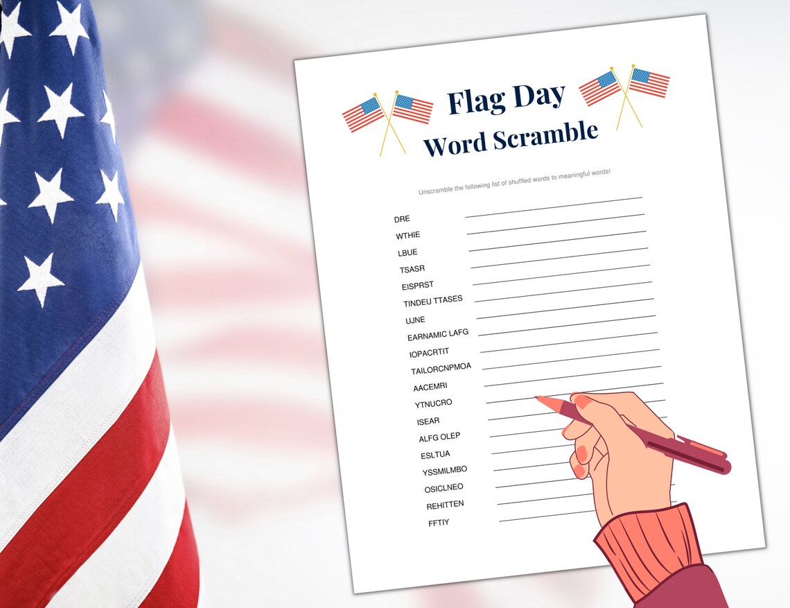 Flag Day Word Scramble, Flag Day Printable, Flag Day Activities, Flag ...