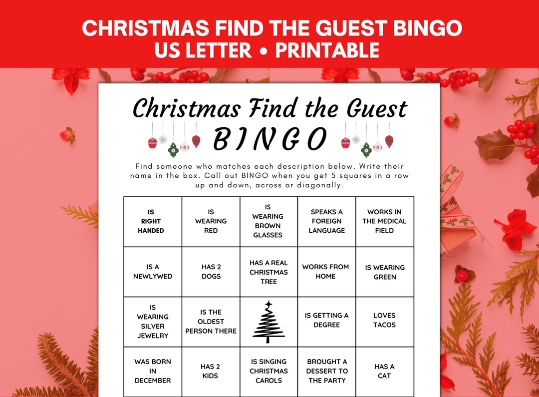 Christmas Find the Guest Bingo, Find the Guest Game, Find Someone Who ...