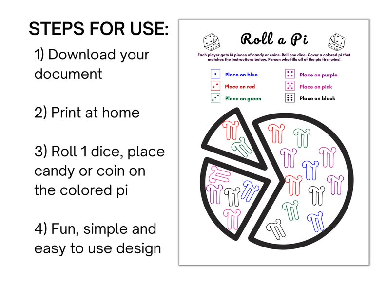 Roll a Pi Candy Dice Game, Pi Day Activity for School and Home for Kids ...