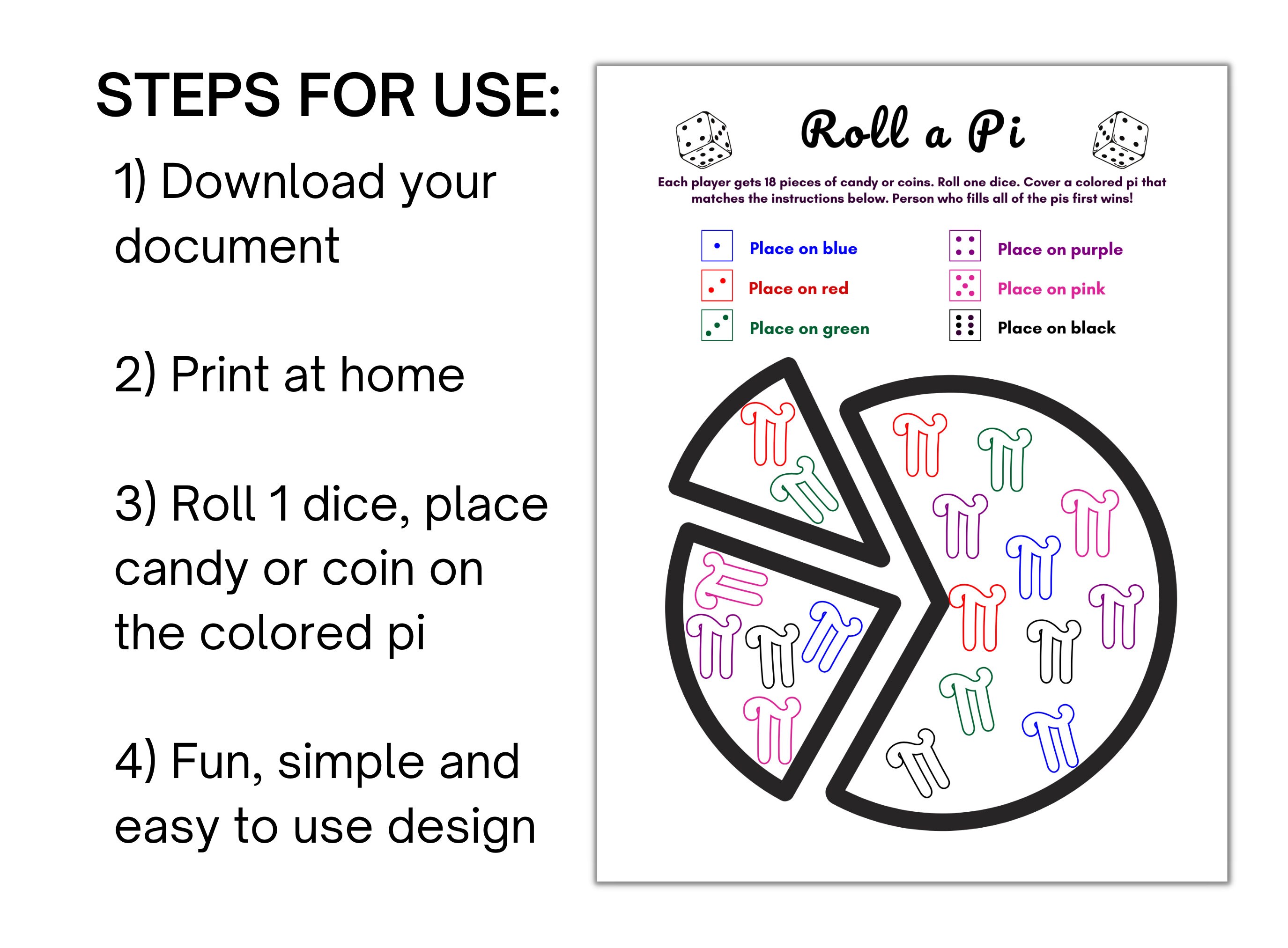 Roll a Pi Candy Dice Game, Pi Day Activity for School and Home for Kids ...