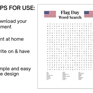 Flag Day Word Search, Flag Day Printable, Flag Day Activities, Word ...