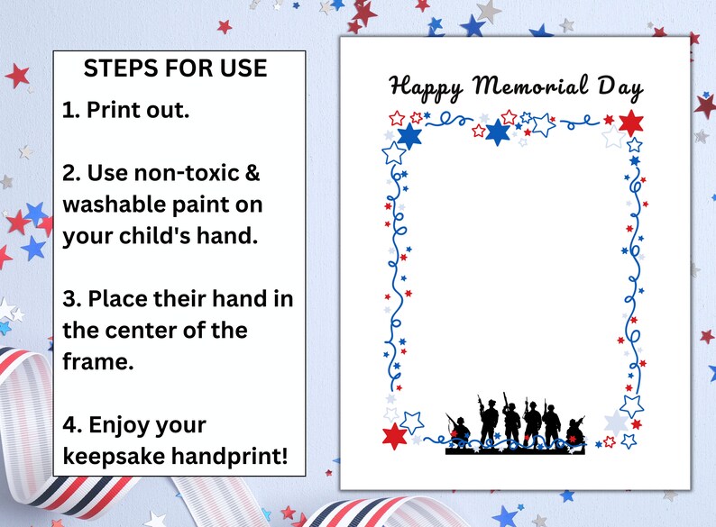 Memorial Day Handprint Art for Kids and Toddlers, Handprint Craft for ...
