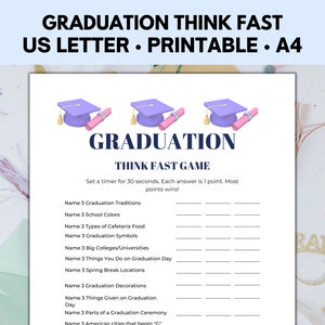 Graduation Think Fast Game, Ice Breaker Games, Graduation Party Games ...