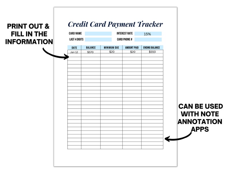 Credit Card Payment Tracker, Debt Payoff Tracker, Debt Payment Tracker ...