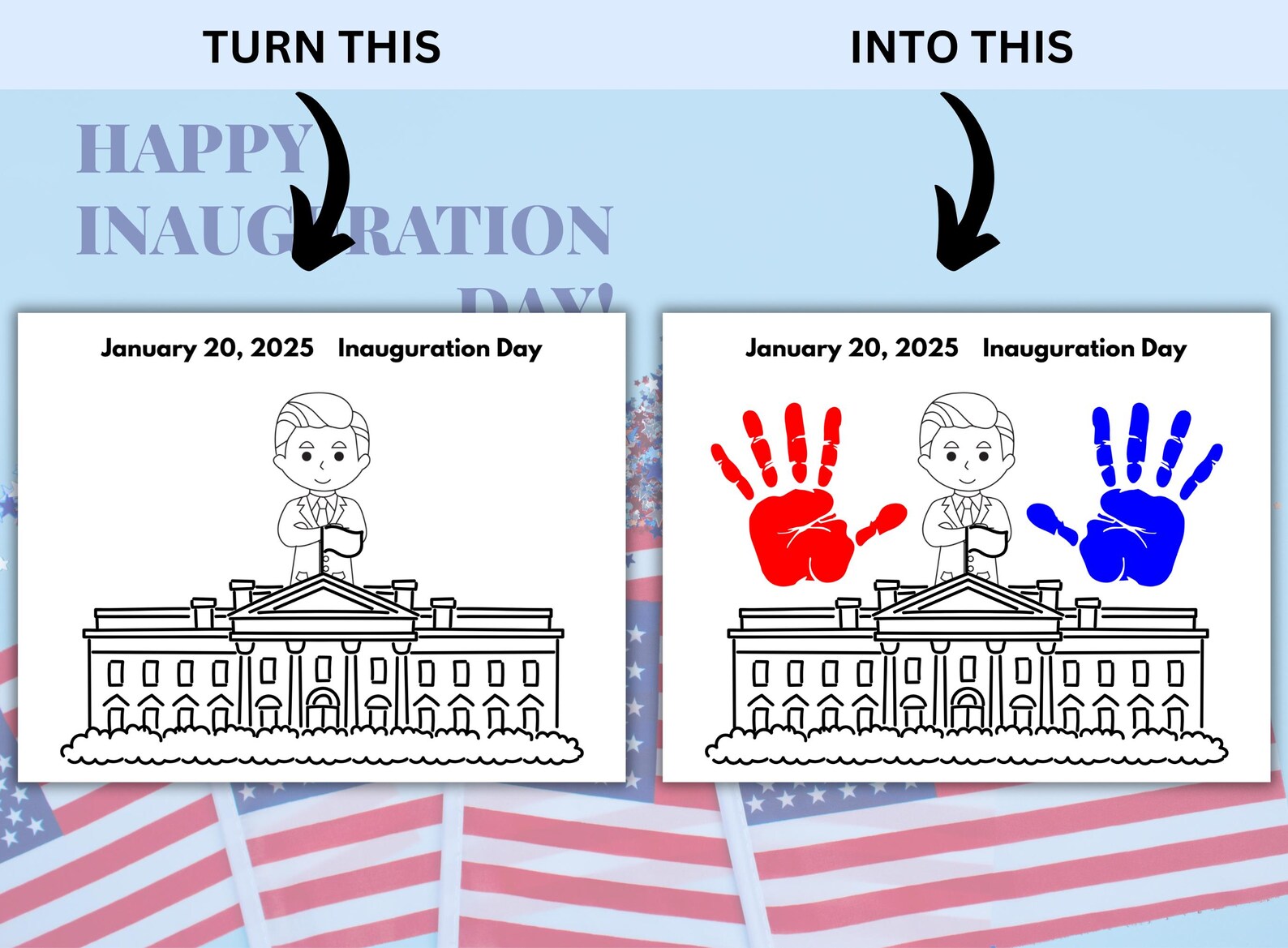 Inauguration Day Handprint Art, Fingerprint Art, Kids and Toddlers ...