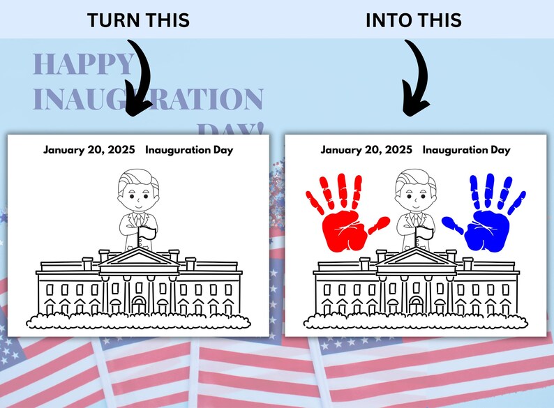 Inauguration Day Handprint Art, Fingerprint Art, Kids and Toddlers ...
