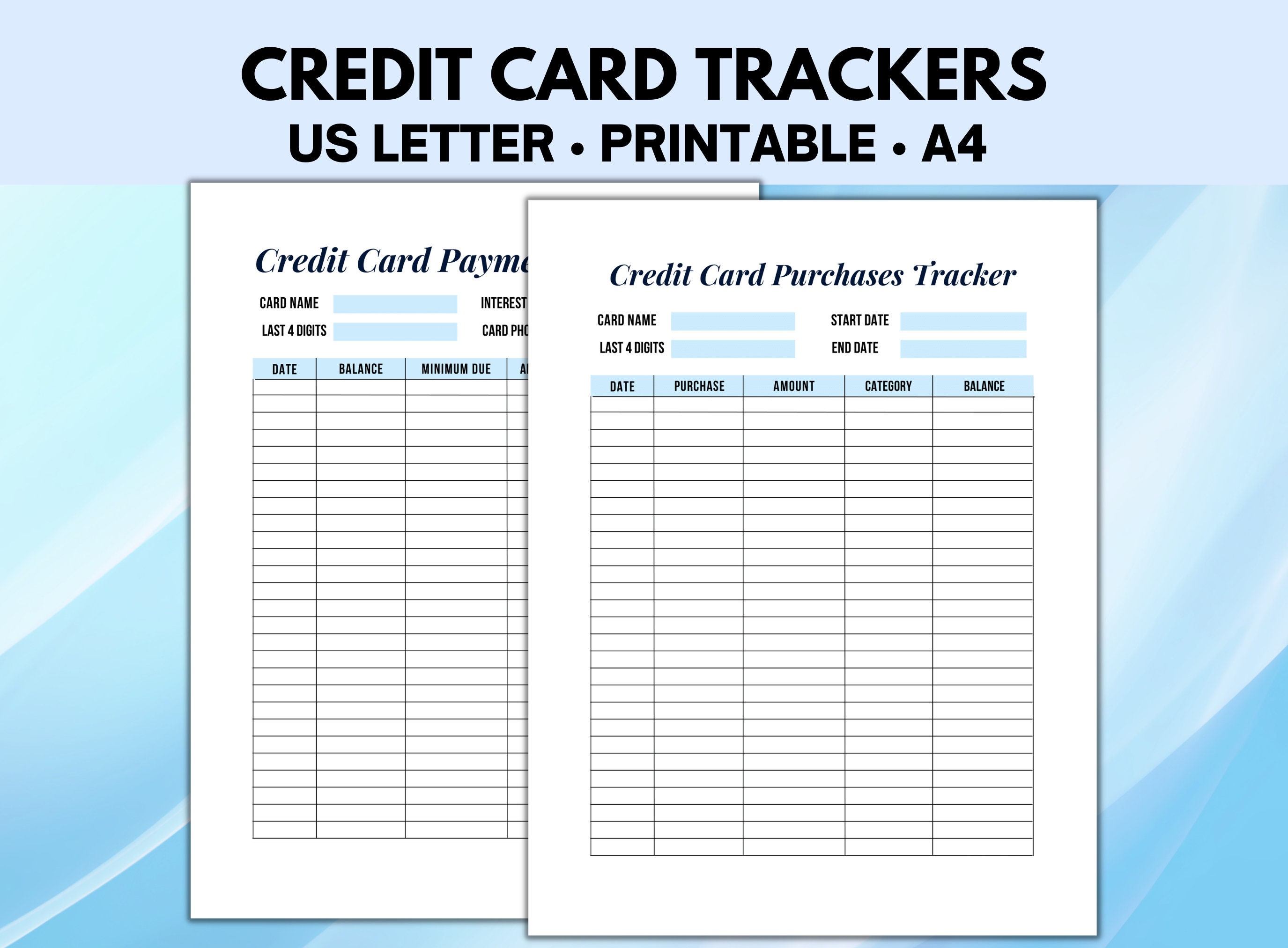 Credit Card Payment Tracker, Debt Payoff Tracker, Debt Payment Tracker ...