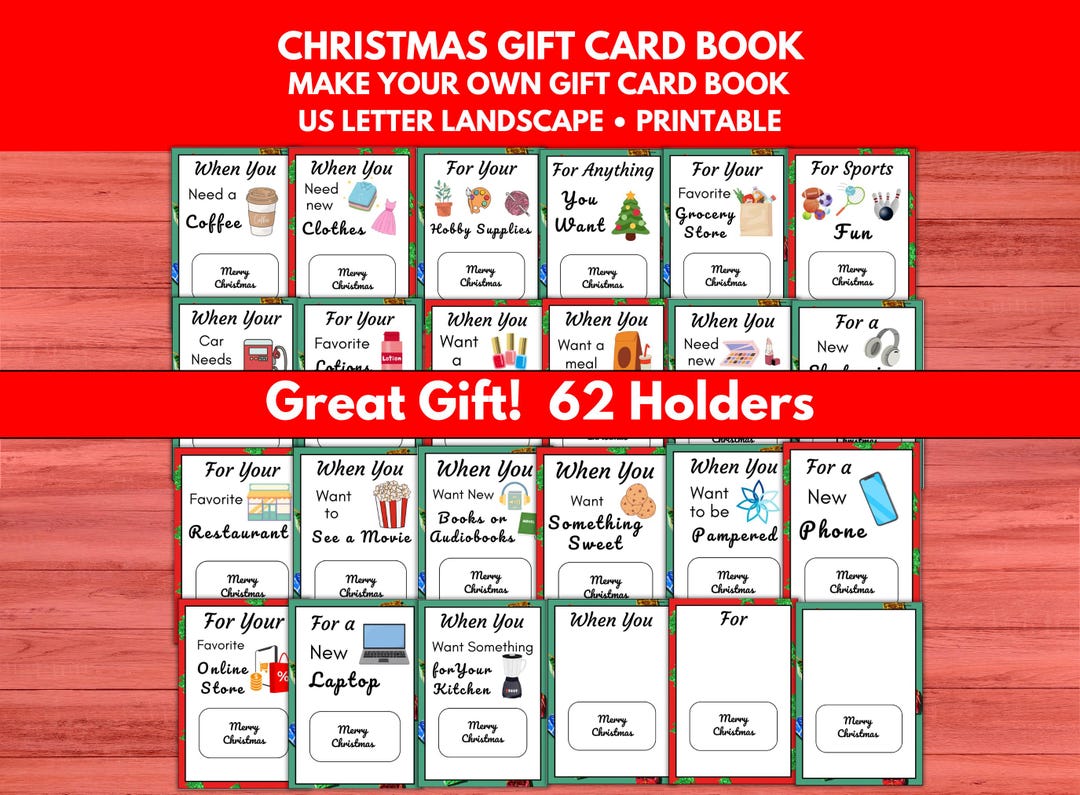 Printable Gift Card Book for Christmas, Christmas Gift Card Holders ...