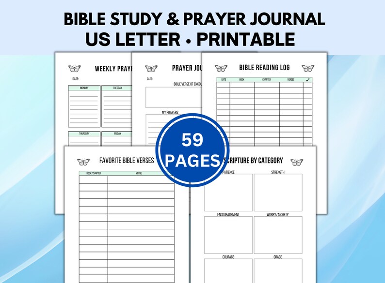Prayer Journal Printable, Bible Study Journal and Planner, Prayer ...