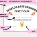 World's Best Grandma Certificate, Best Grandma Award, Grandmother ...