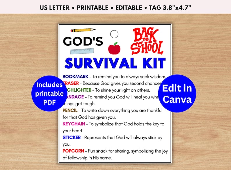 God's Back to School Survival Kit, Christian Survival Kit, God Survival ...