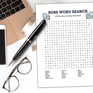 Boss Word Search Puzzle, Office Party Games, Boss Day Games - Etsy