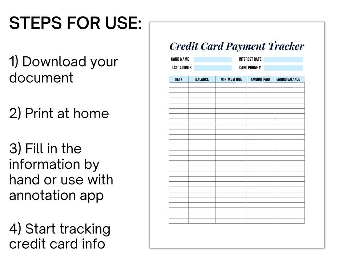 Credit Card Payment Tracker, Debt Payoff Tracker, Debt Payment Tracker ...